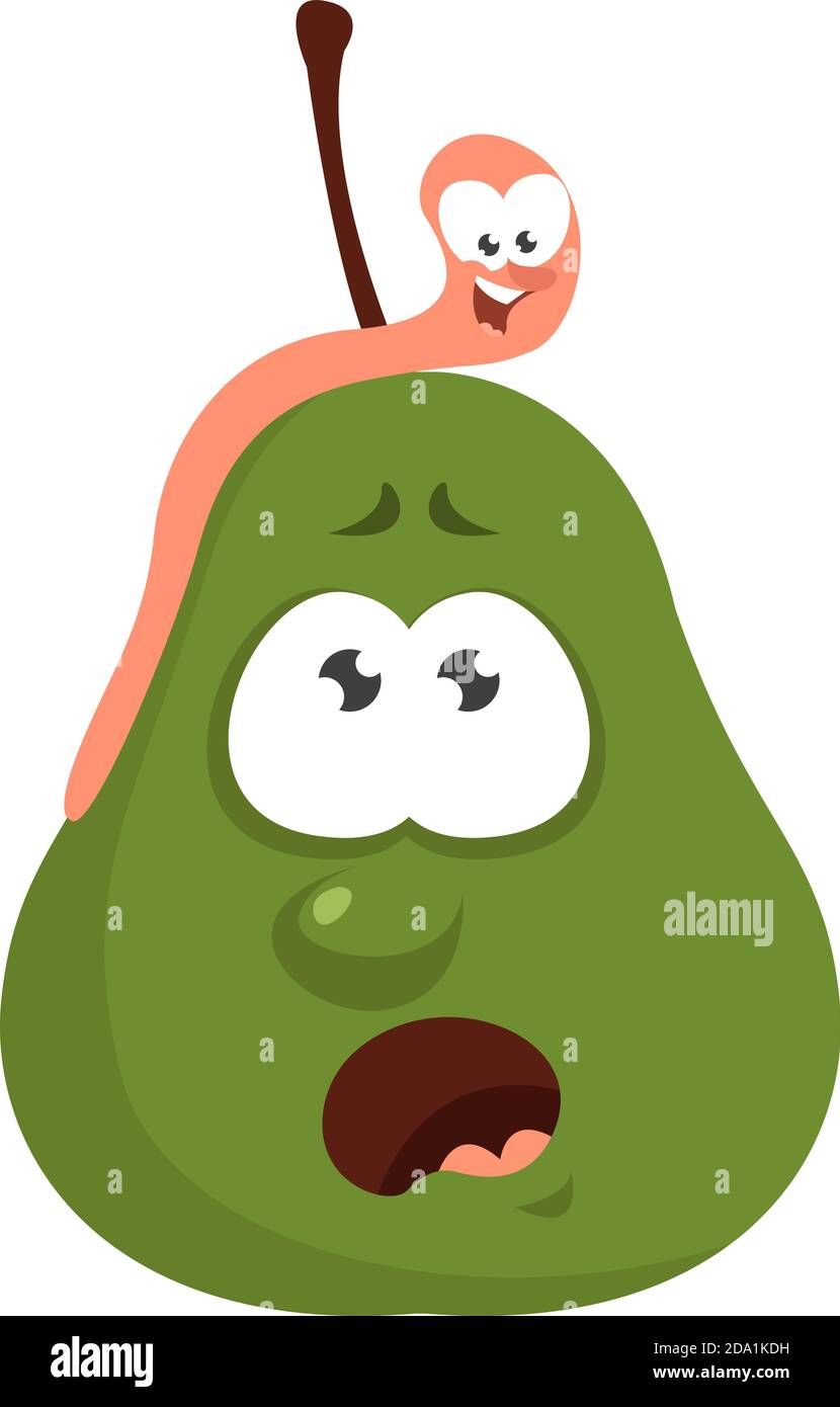 Pear and a worm ,illustration,vector on white background Stock Vector ...