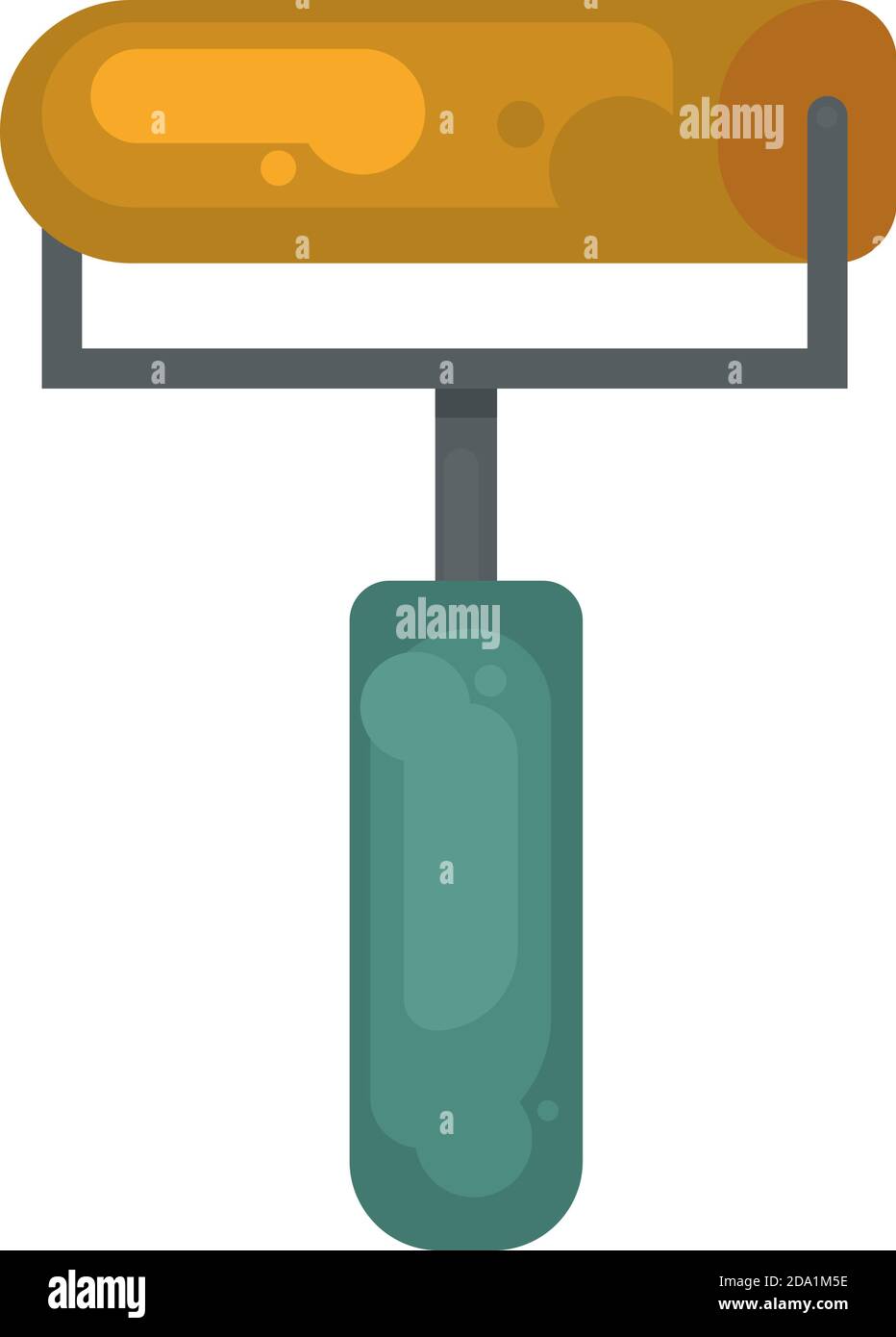 Paint roller with a green handle , illustration, vector on white ...