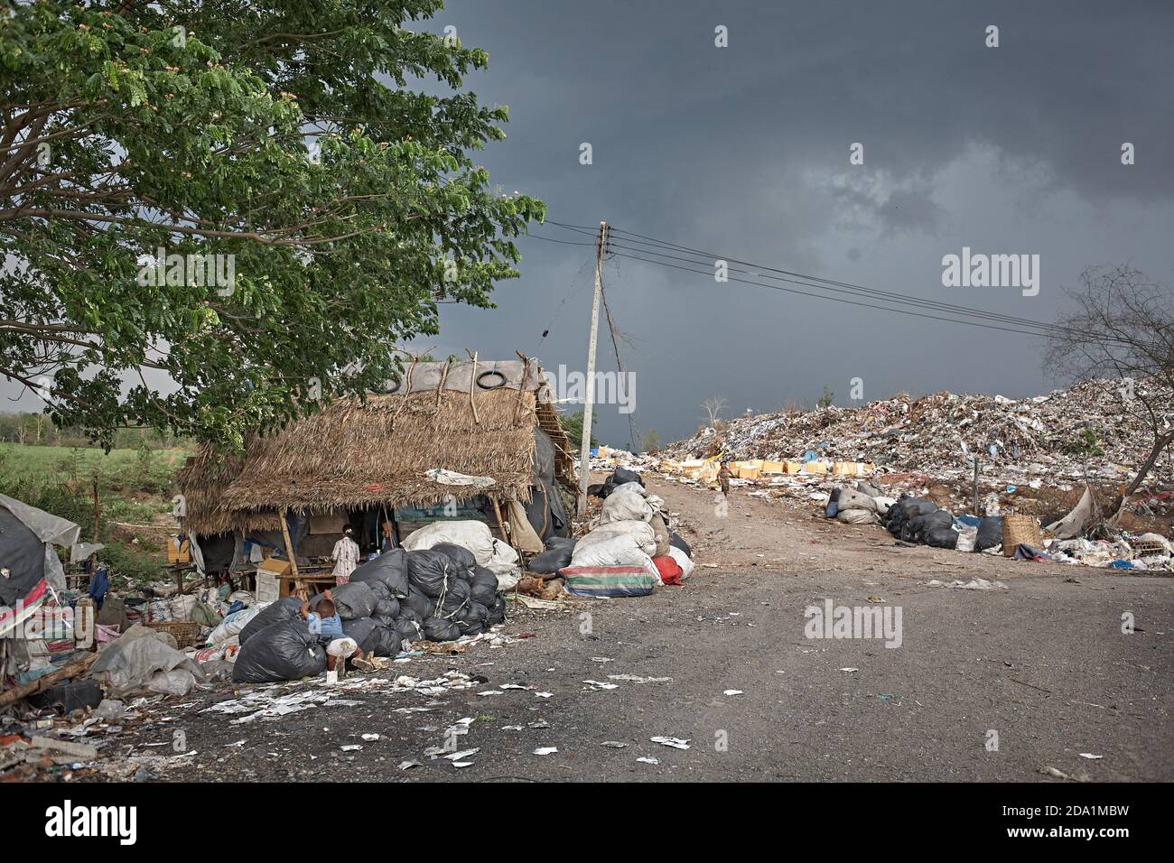 Mae Sot, Thailand. April 2012. Refugee children from Myanmar in a slum ...