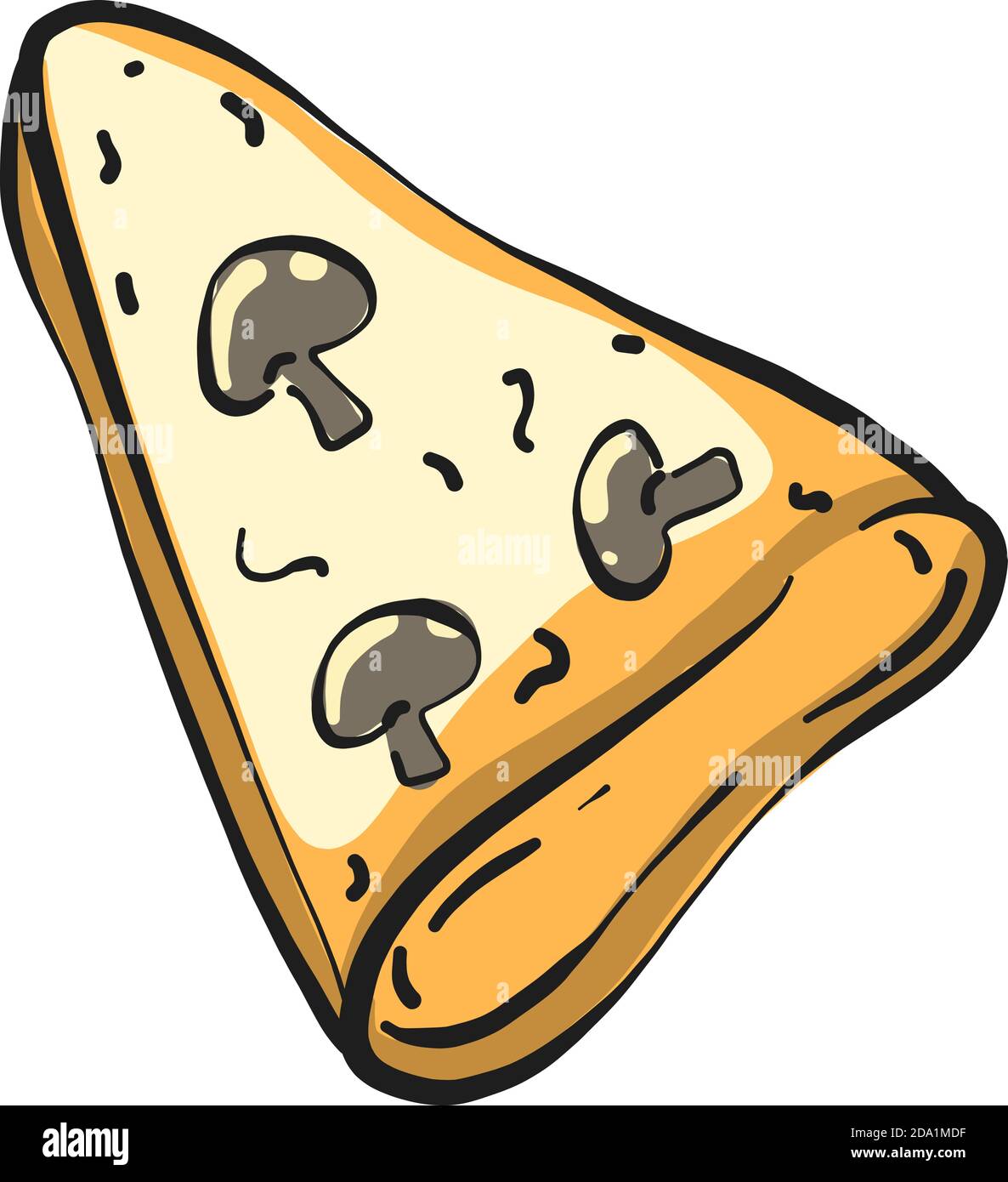 Pizza with mushrooms, illustration, vector on white background Stock ...