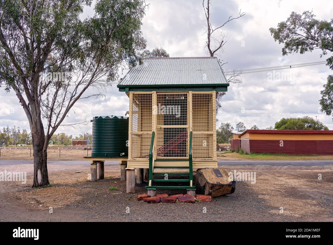 Warra, Queensland, Australia - October 2019: An historic old jail house ...
