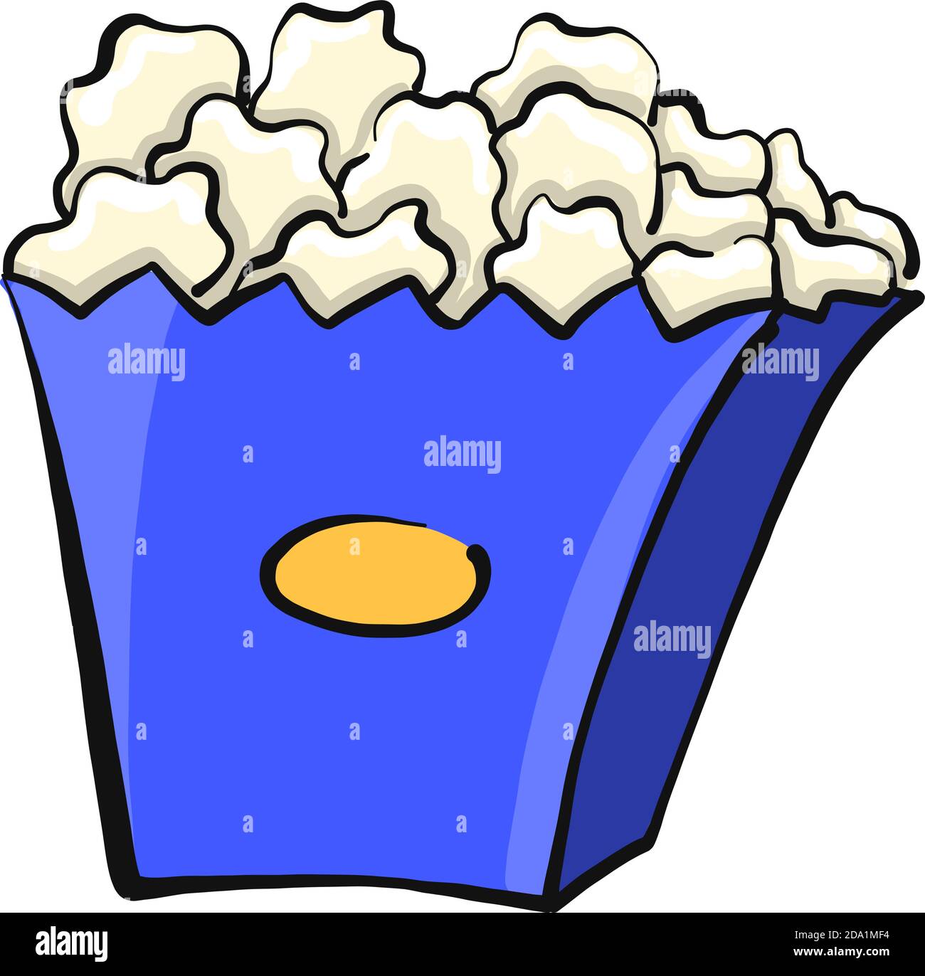 Blue bag of popcorn , illustration, vector on white background Stock ...