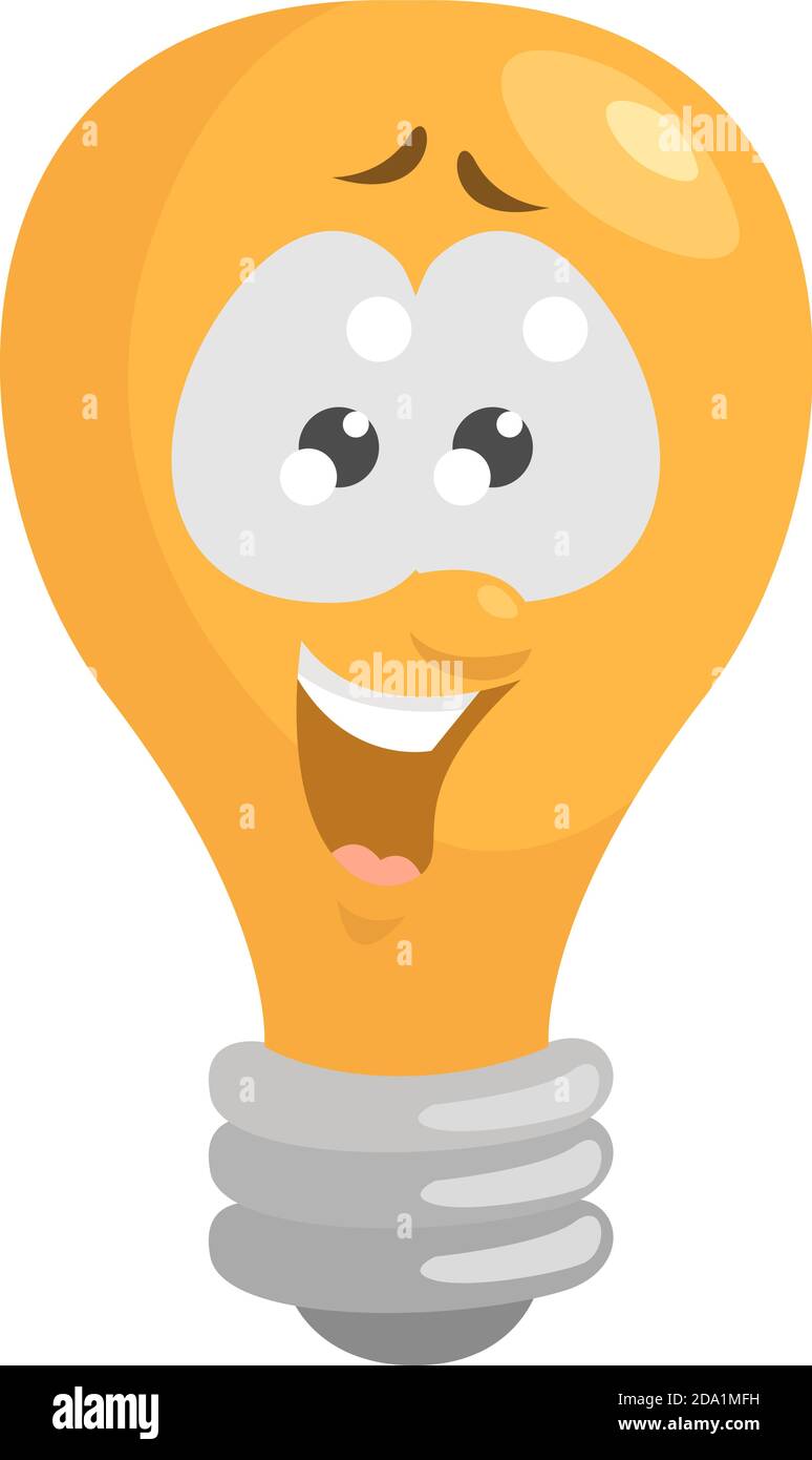 Lightbulb with a face ,illustration,vector on white background Stock ...