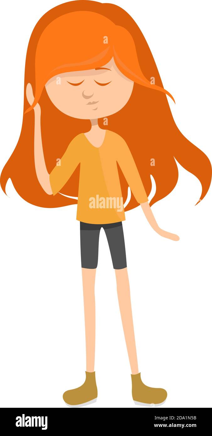 Girl With Red Hair Illustration Vector On White Background Stock