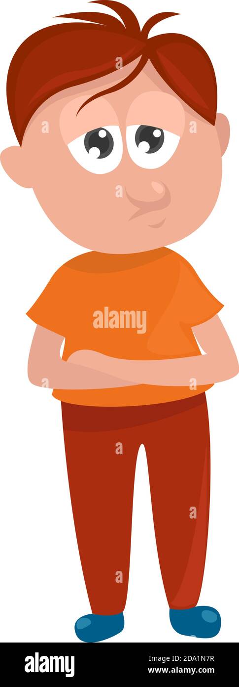 Boy in a bad mood ,illustration,vector on white background Stock Vector ...