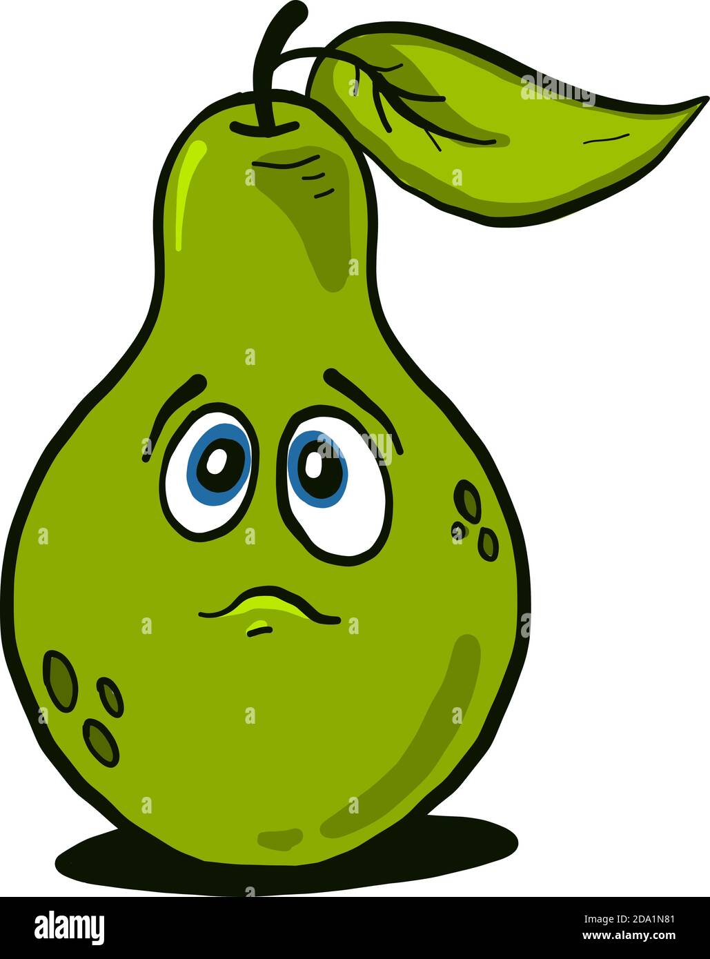 Sad green pear , illustration, vector on white background Stock Vector ...