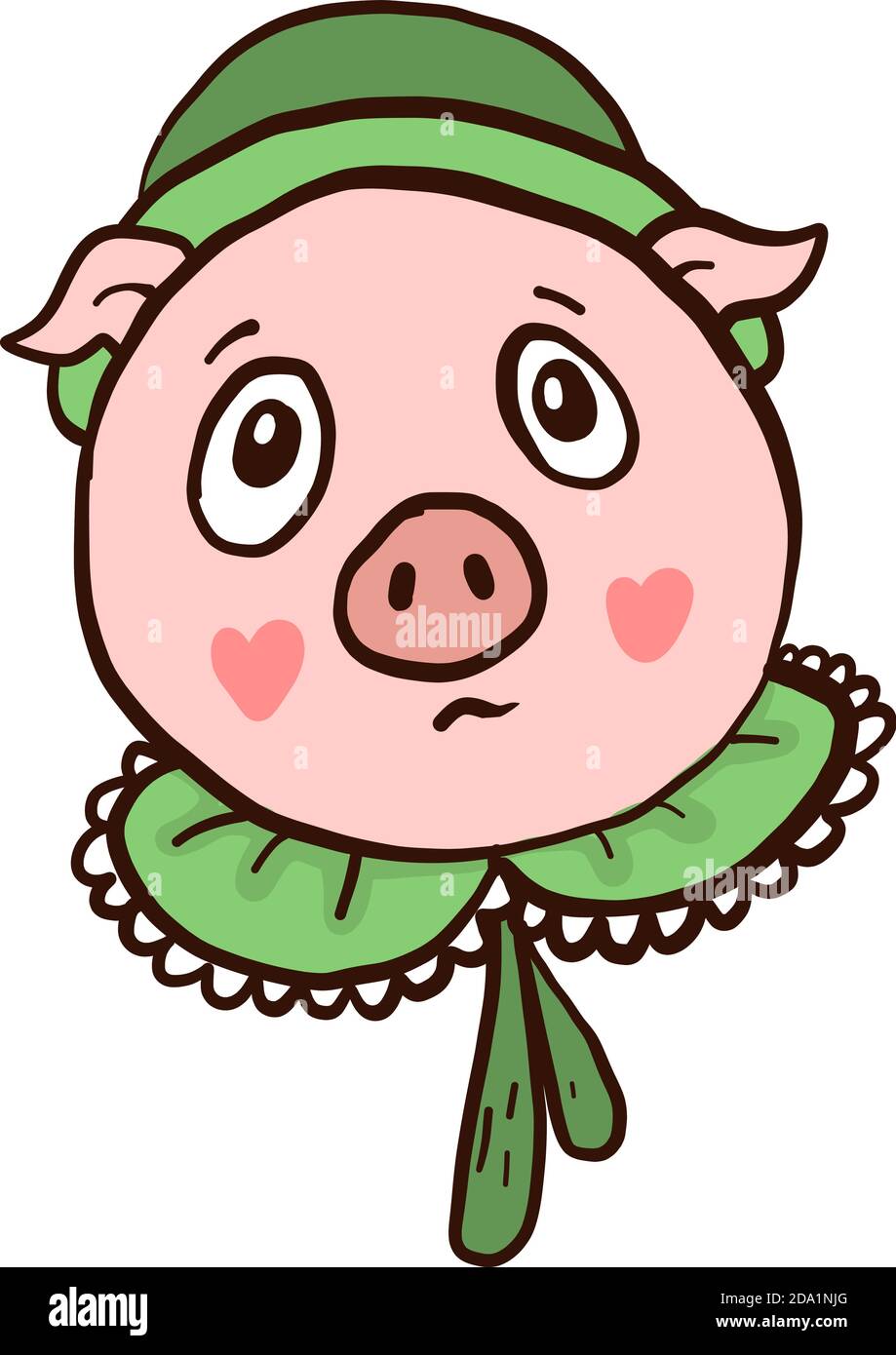 Sad pink pig , illustration, vector on white background Stock Vector ...