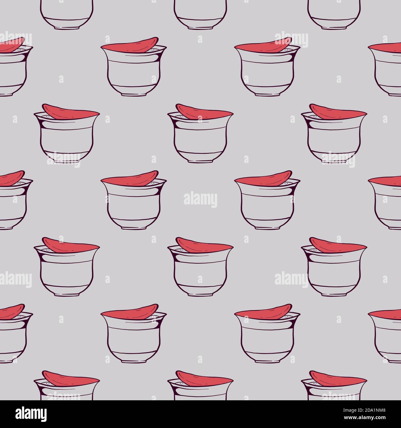 Red yogurt in a cup , seamless pattern on a grey background Stock ...