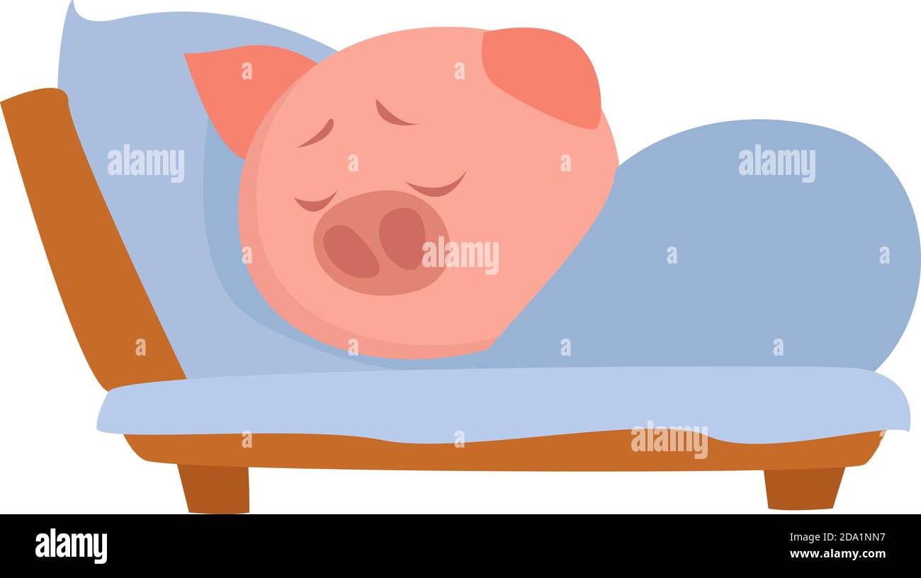 Sleeping pig , illustration, vector on white background Stock Vector ...