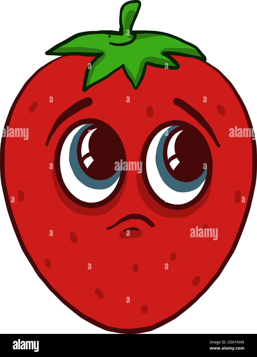 Sad strawberry , illustration, vector on white background Stock Vector ...
