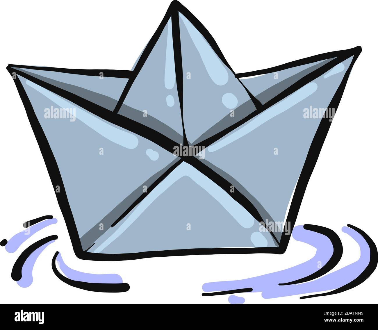 Blue paper boat , illustration, vector on white background Stock Vector ...