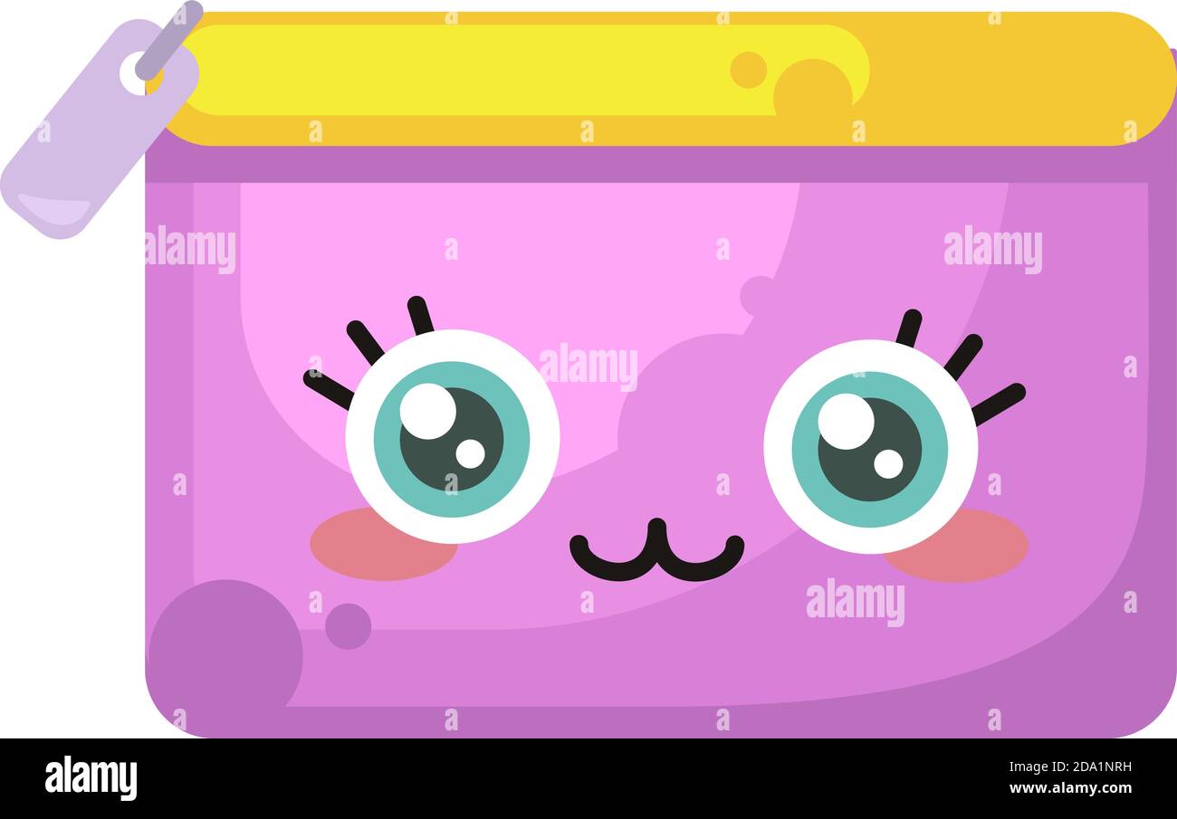 Pink pencil case , illustration, vector on white background Stock ...