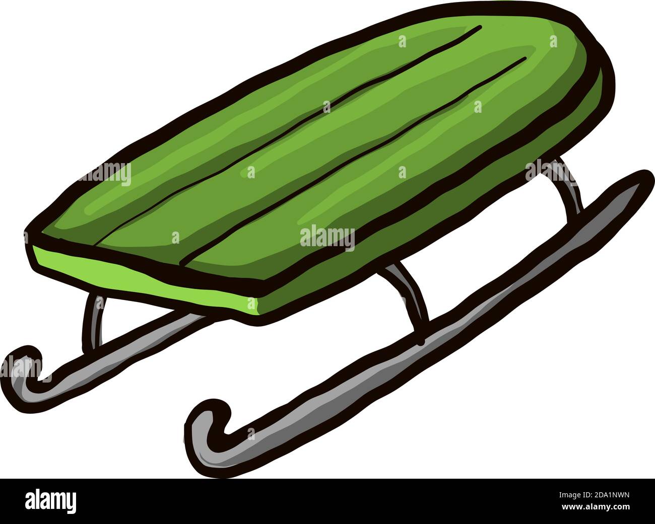 Green sled , illustration, vector on white background Stock Vector ...