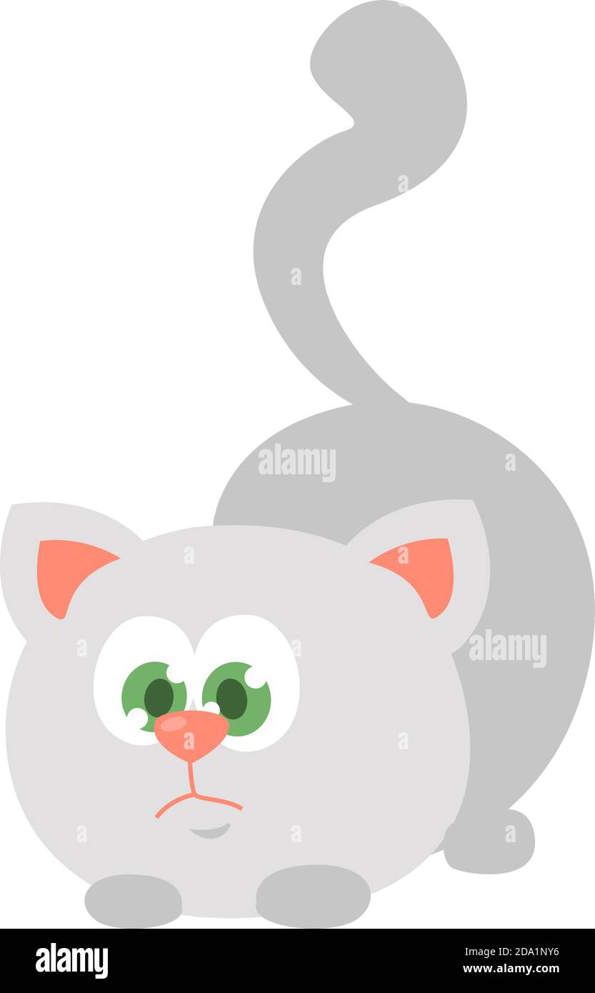 Grey cat, illustration, vector on white background Stock Vector Image ...