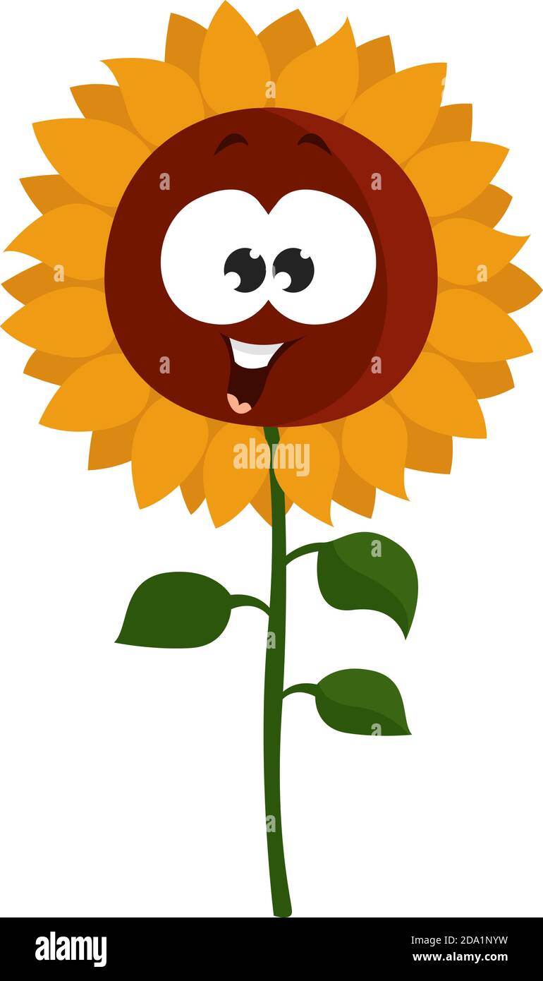 Smiling sunflower, illustration, vector on white background Stock ...