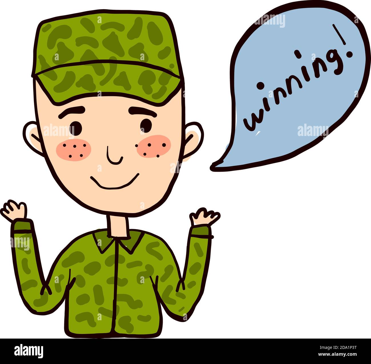 Happy soldier, illustration, vector on white background Stock Vector ...