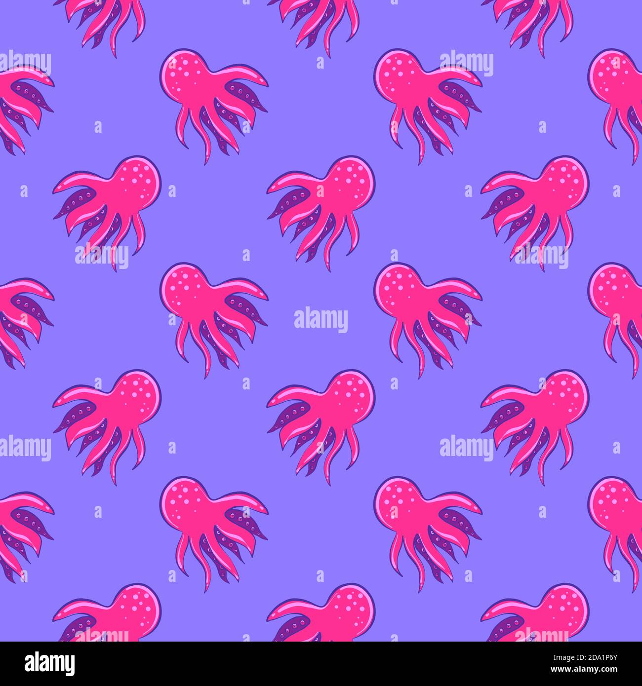 Pink squid , seamless pattern on a purple background Stock Vector Image ...
