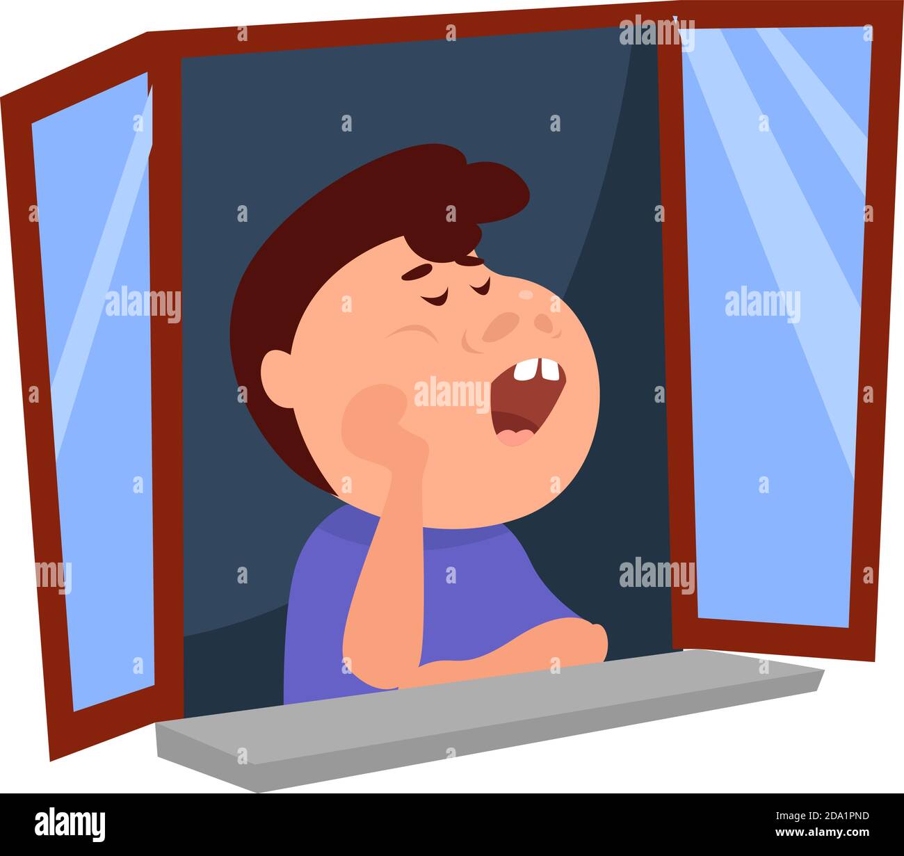 Boy yawning, illustration, vector on white background Stock Vector ...