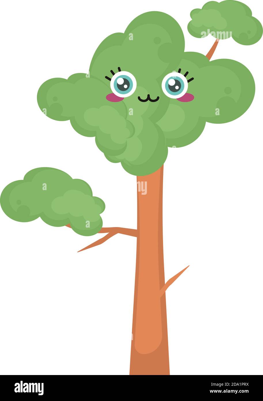 Tree with a face, illustration, vector on white background Stock Vector ...