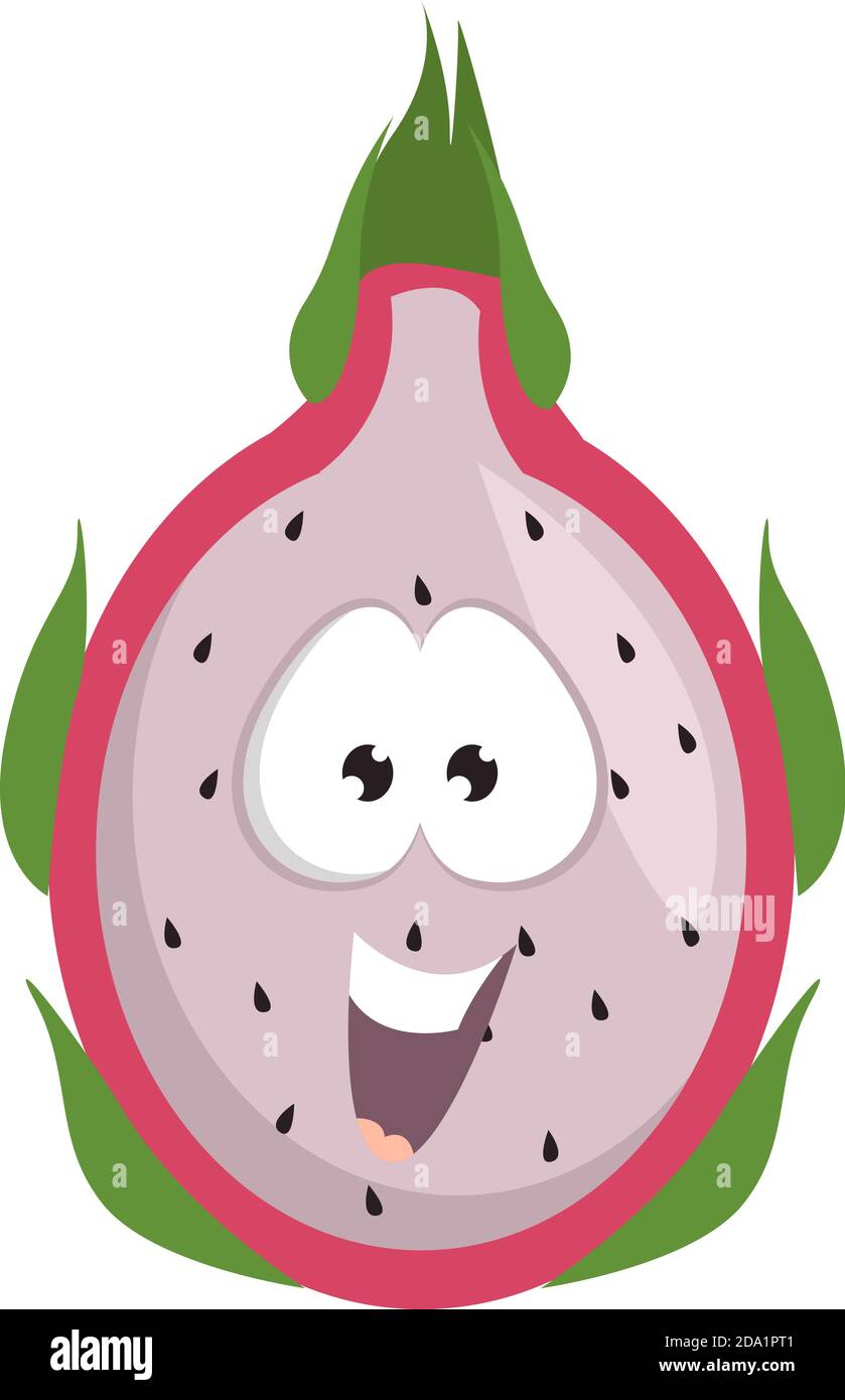 Happy pitaya , illustration, vector on white background Stock Vector ...