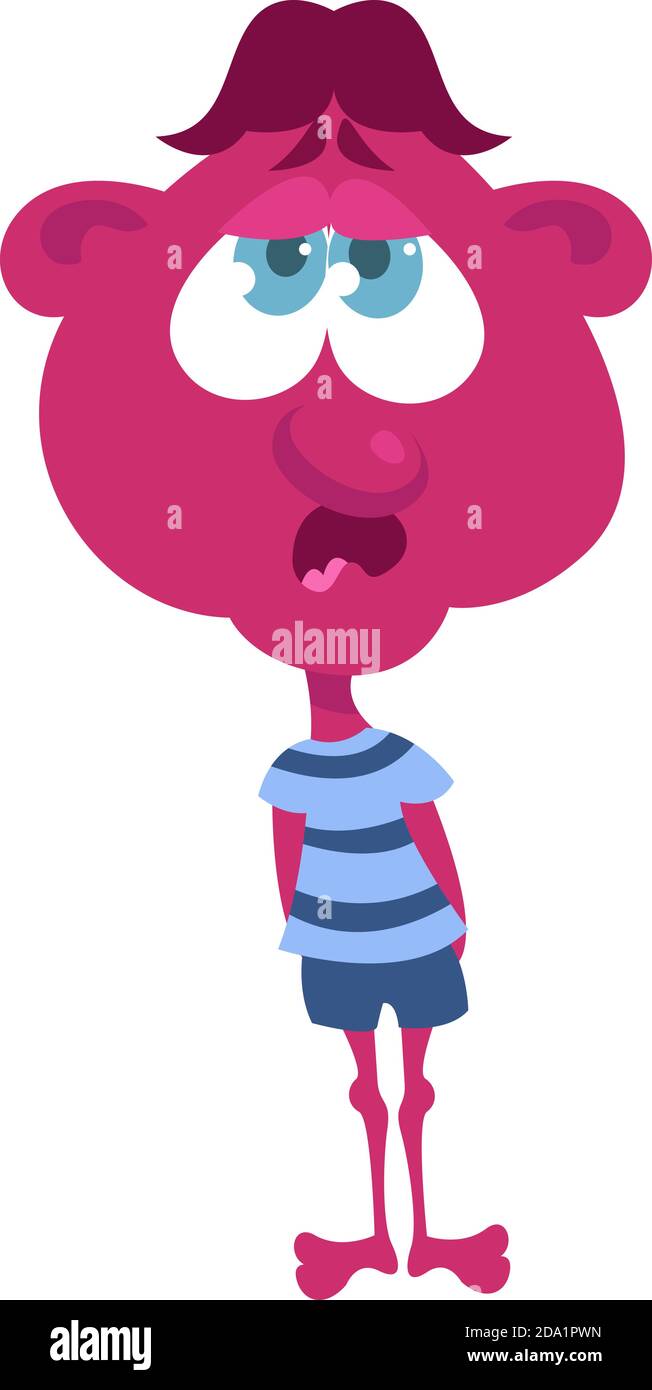 Sad little man , illustration, vector on white background Stock Vector ...