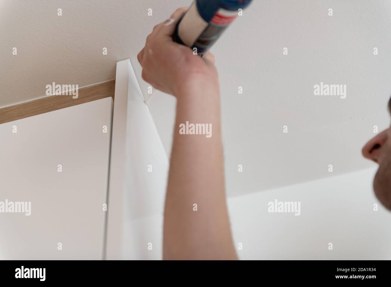 Construction Worker Use Gun Silicone Tube for Repairing and Installing ...