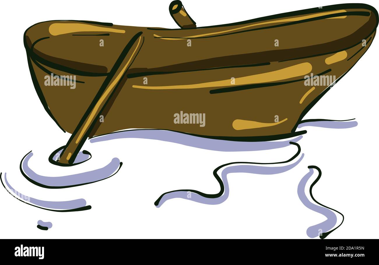 Wooden boat ,illustration, vector on white background Stock Vector ...