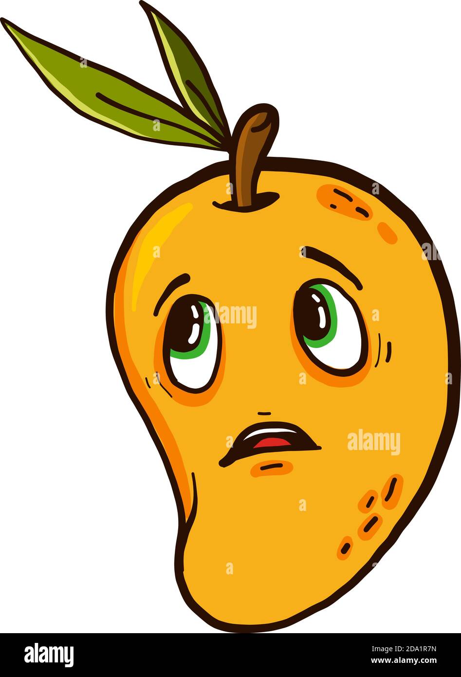 Sad mango , illustration, vector on white background Stock Vector Image ...