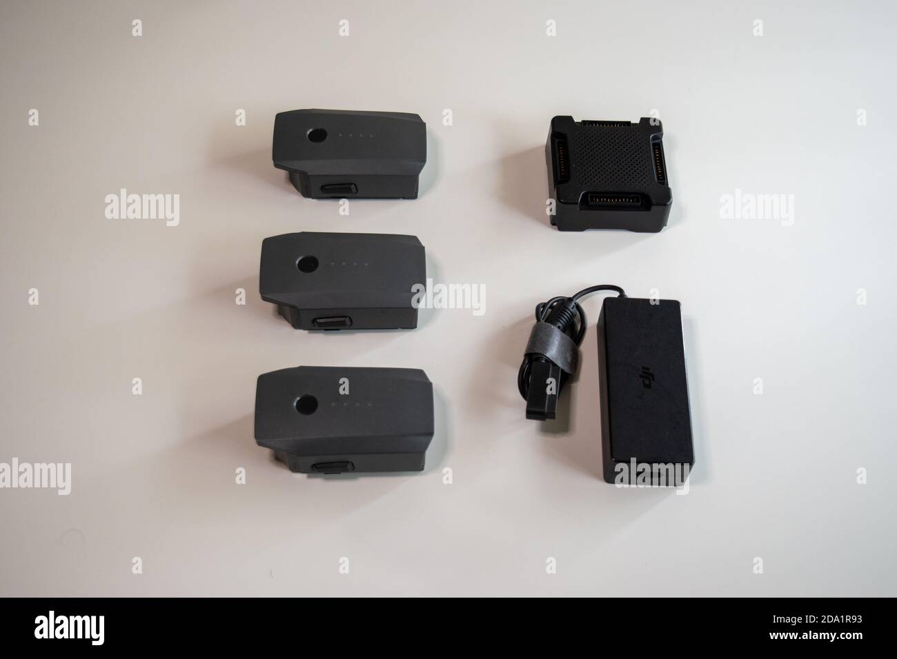 three batteries for a drone Stock Photo - Alamy