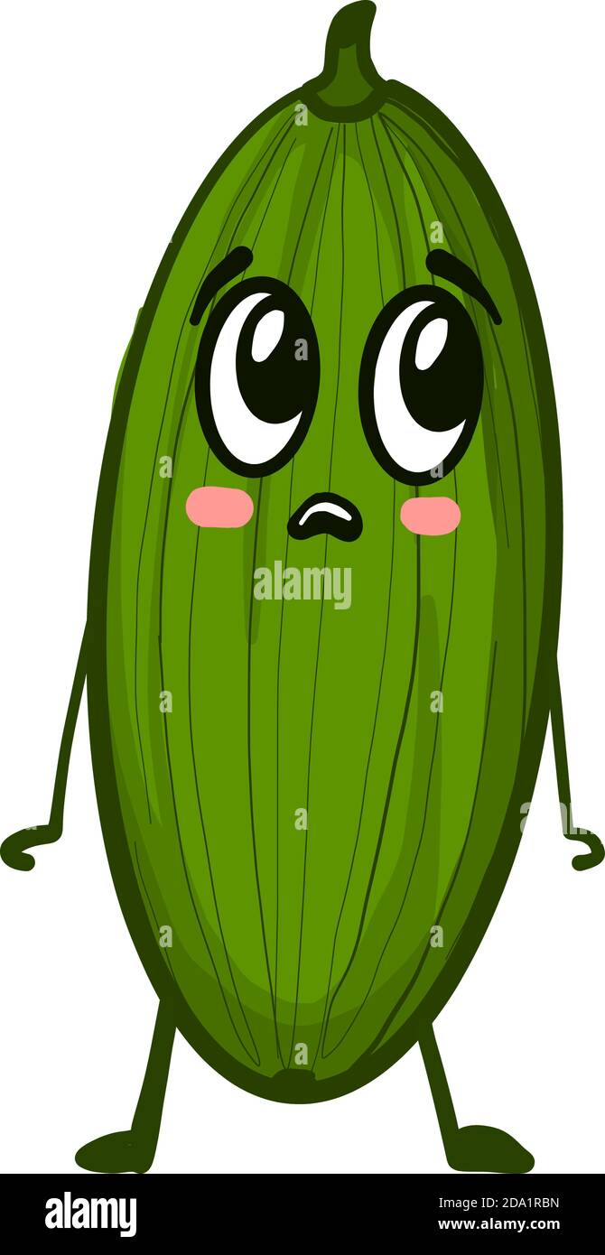Scared cucumber , illustration, vector on white background Stock Vector ...