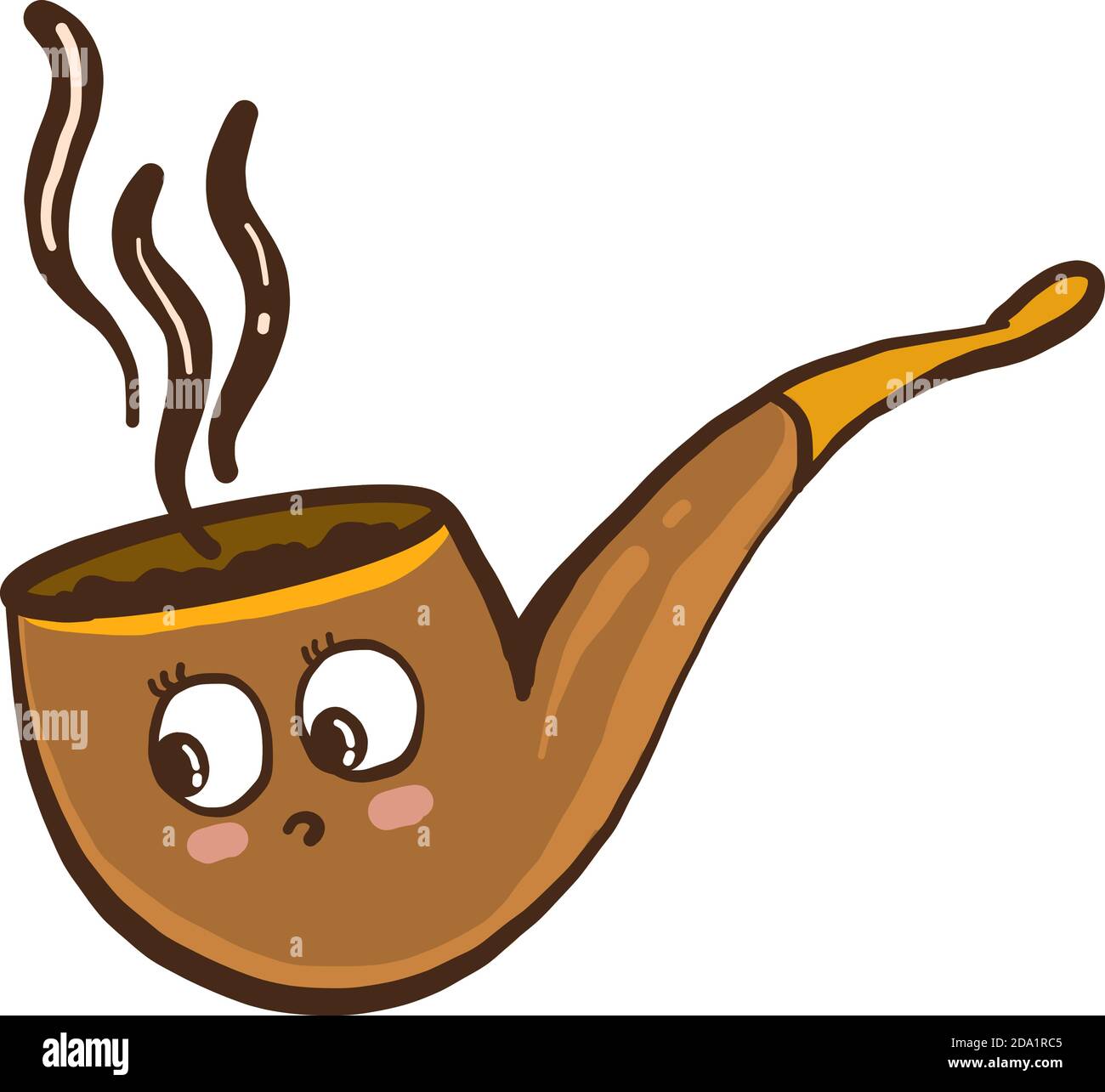 Scared smoking pipe , illustration, vector on white background Stock ...
