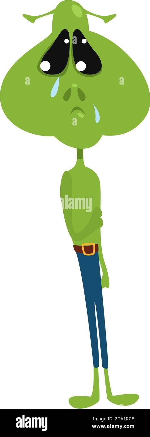 Sad alien , illustration, vector on white background Stock Vector Image ...