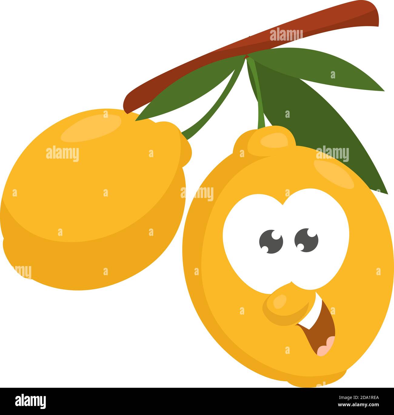 Smiling lemon, illustration, vector on white background Stock Vector ...