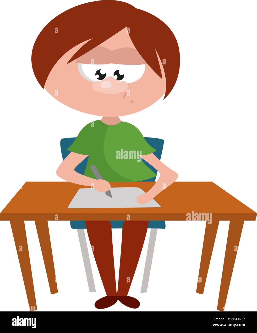 Boy writing letter ,illustration, vector on white background Stock ...