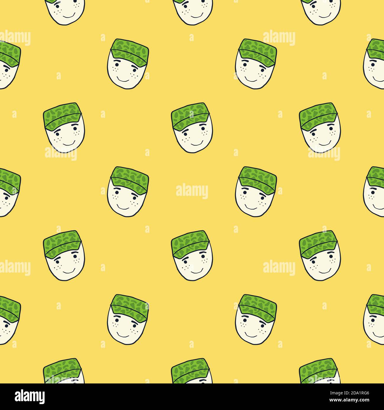 Soldier head , seamless pattern on a yellow background Stock Vector ...
