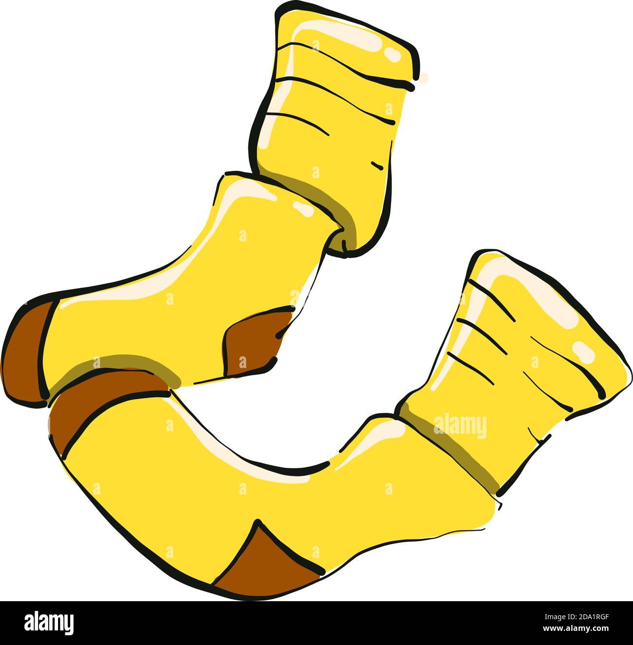 Yellow socks, illustration, vector on white background Stock Vector ...