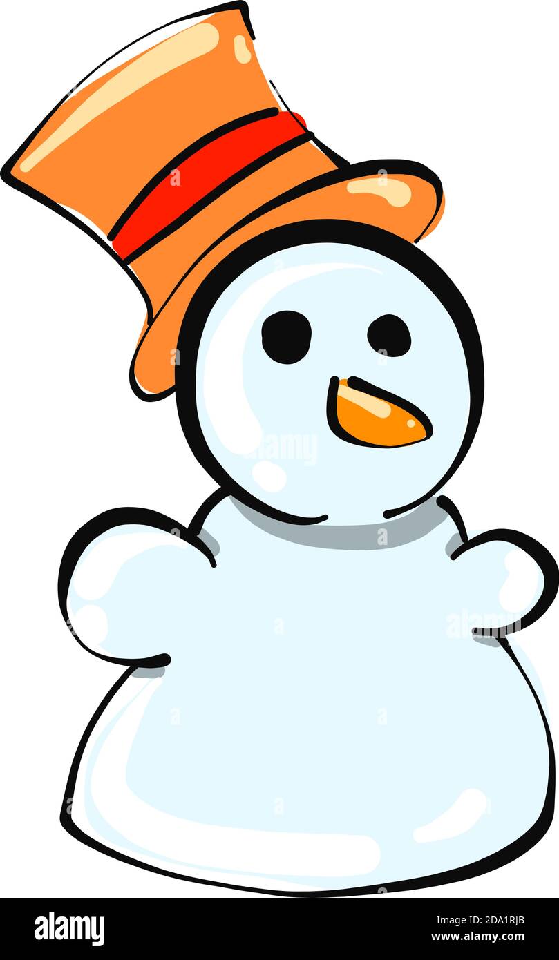 Snowman with a hat , illustration, vector on white background Stock ...