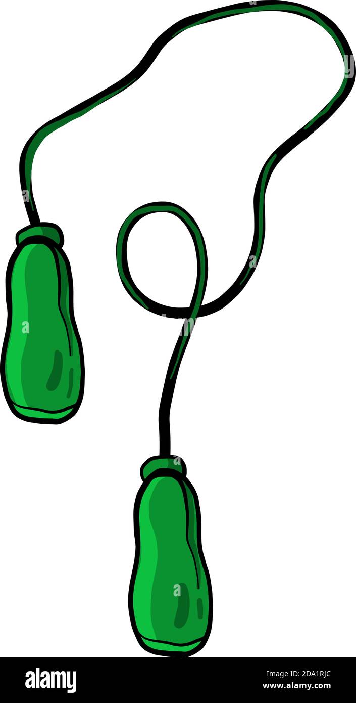 Green skipping rope , illustration, vector on white background Stock ...