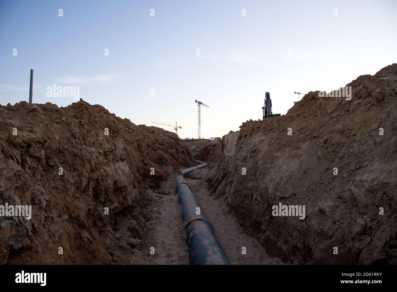 Sewer pipes for laying an external sewage system at a construction site ...