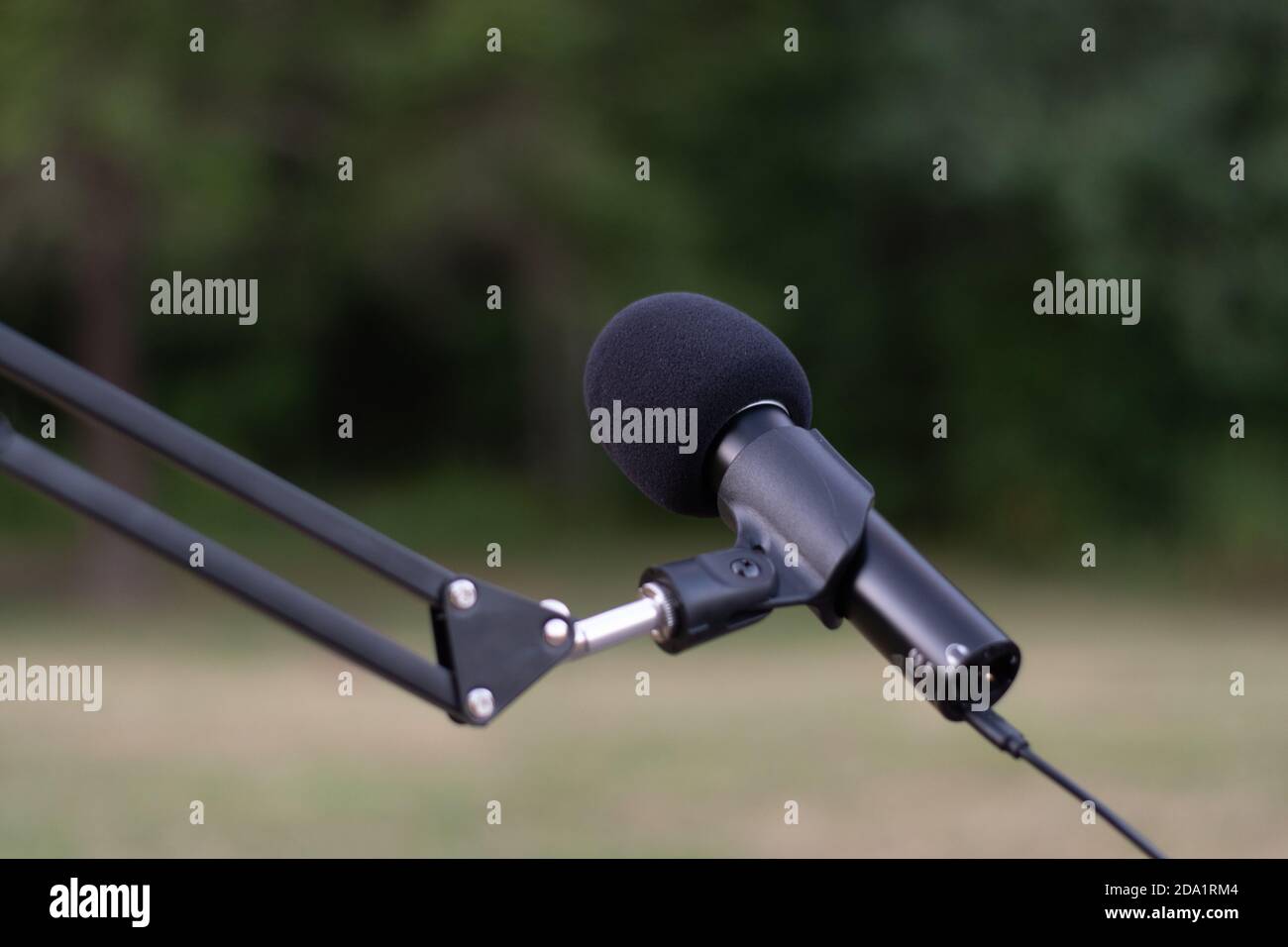 microphone with nature background Stock Photo - Alamy
