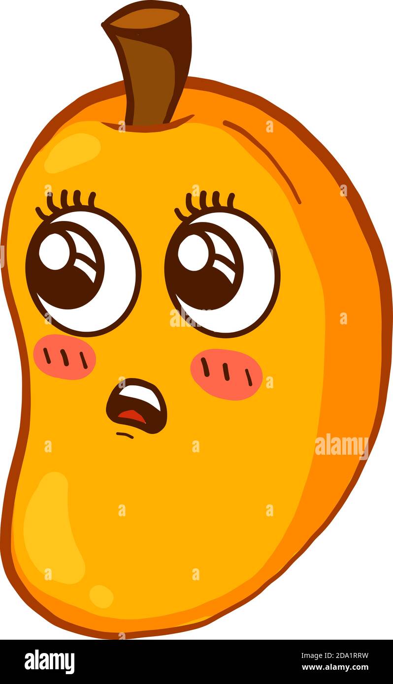 Surprised mango, illustration, vector on white background Stock Vector ...