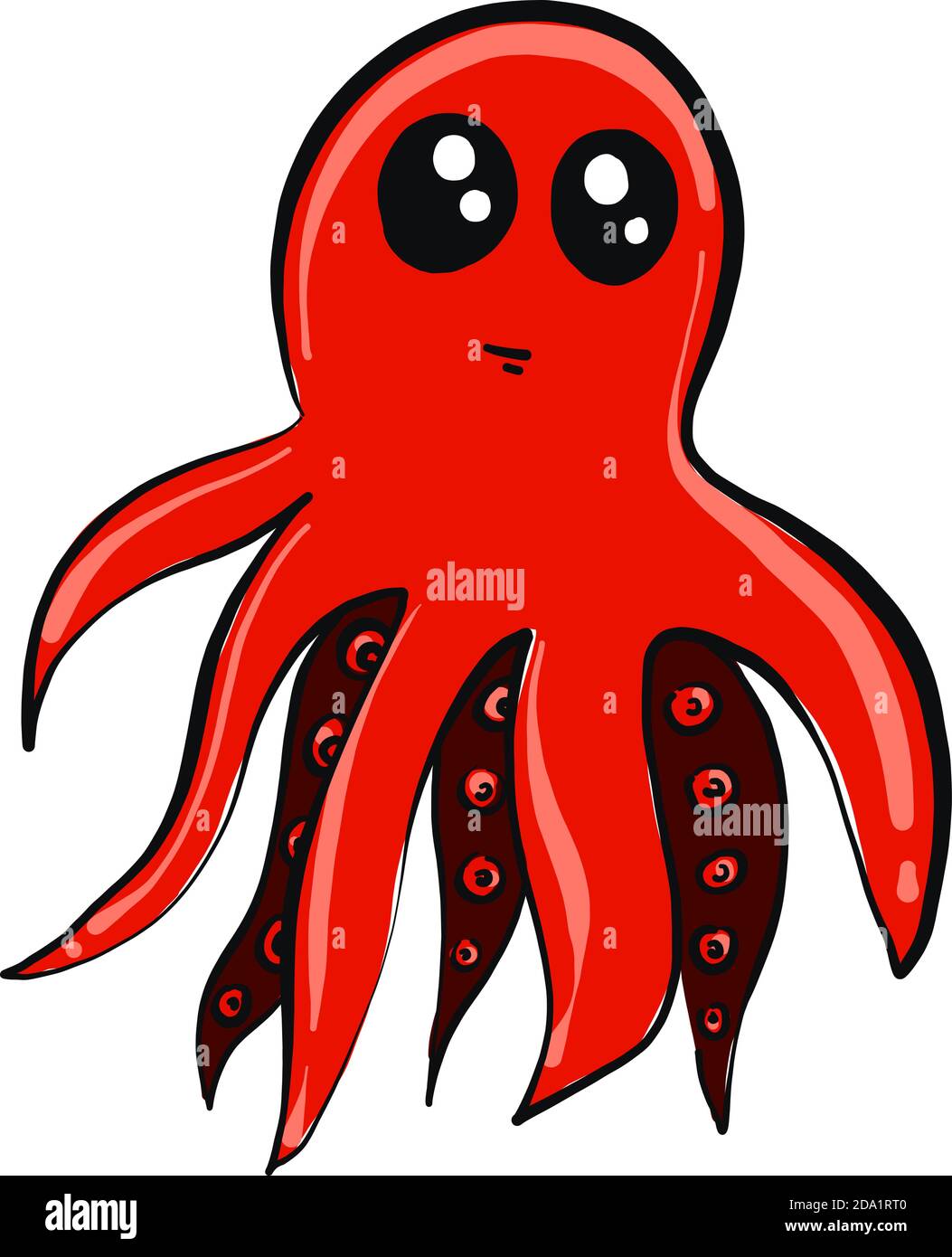 Red squid, illustration, vector on white background Stock Vector Image ...