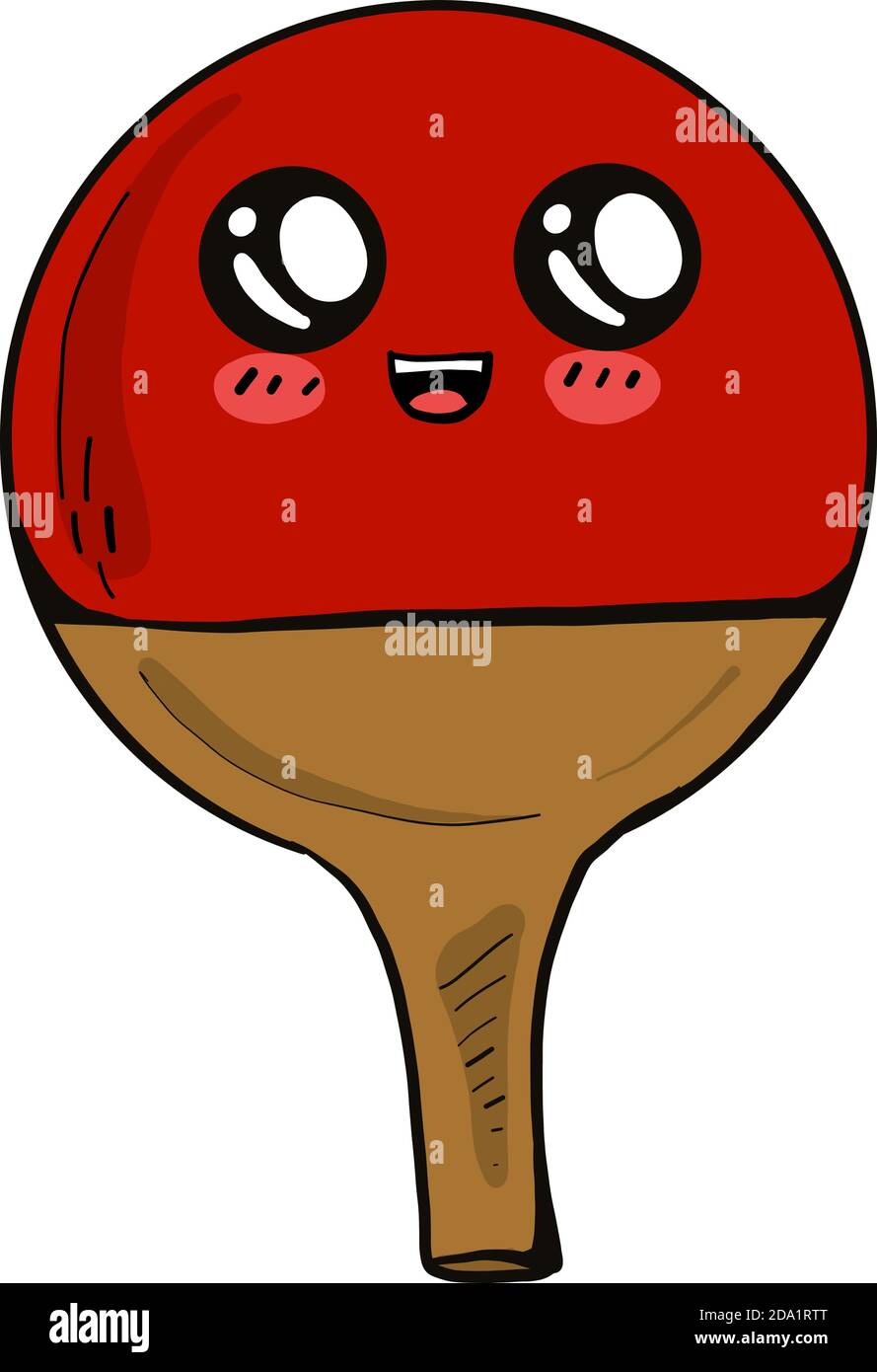 Table tennis racket, illustration, vector on white background Stock ...