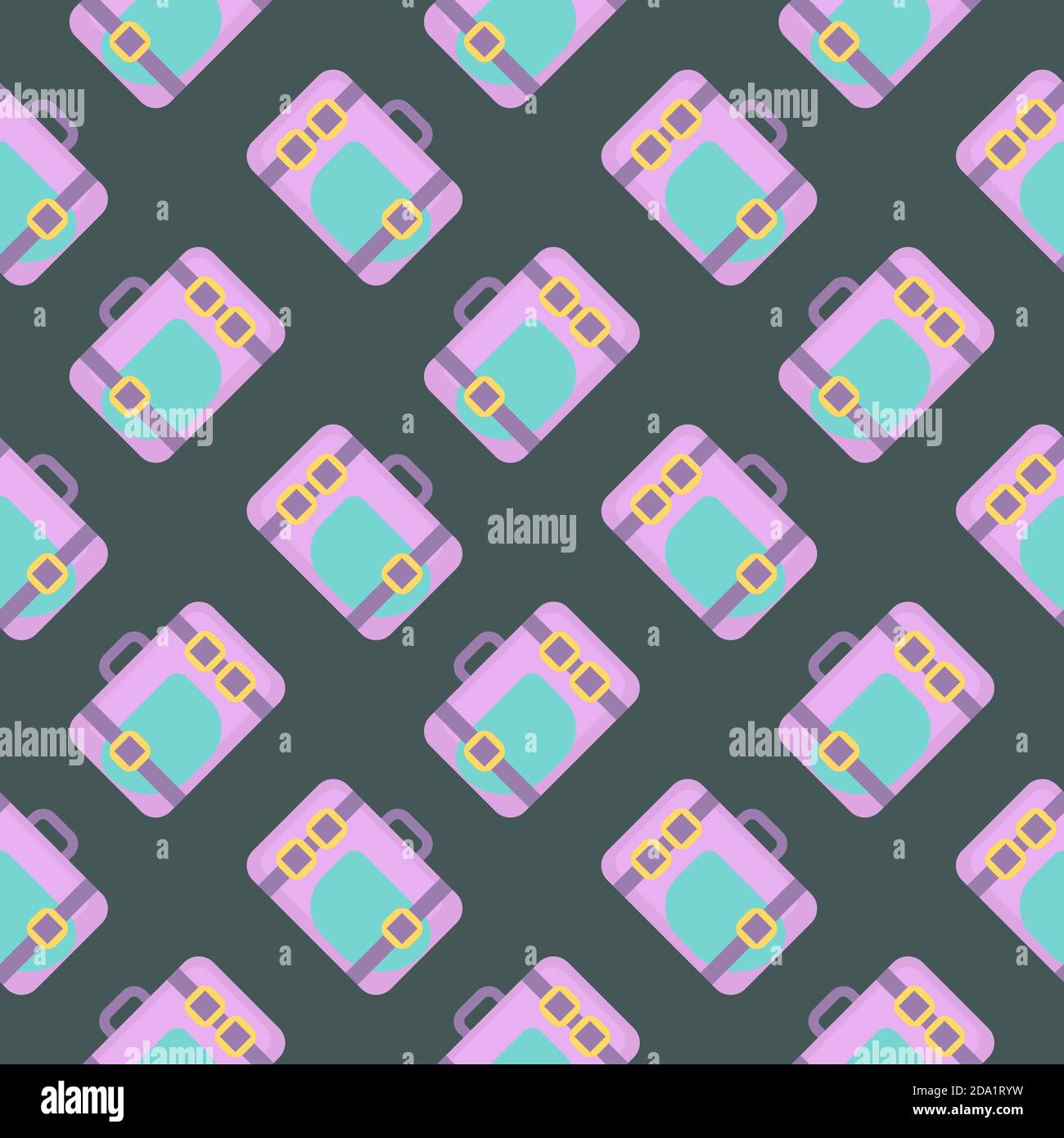 Purple suitcase , seamless pattern on a green background Stock Vector ...
