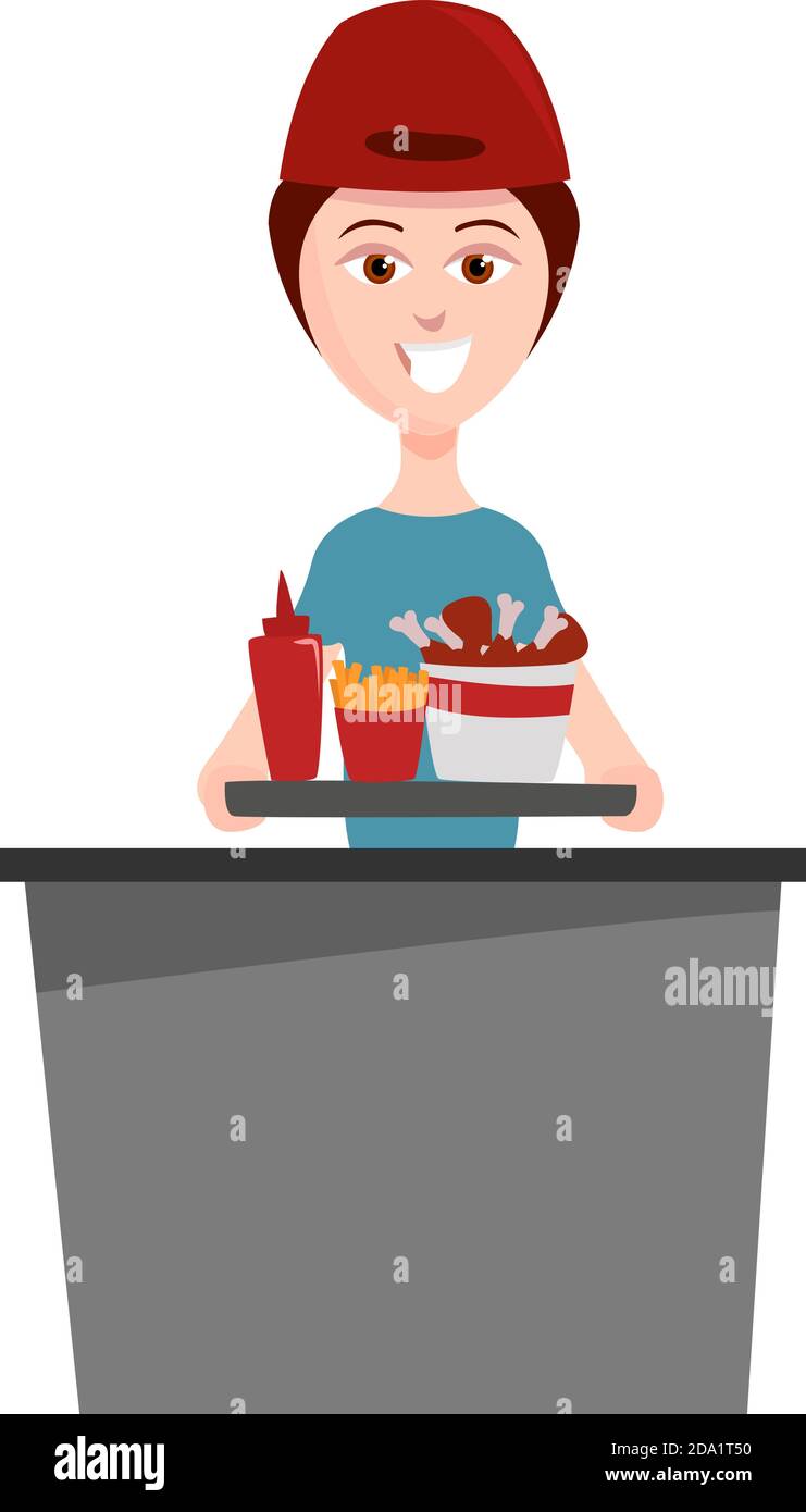 Takeaway food, illustration, vector on white background Stock Vector ...