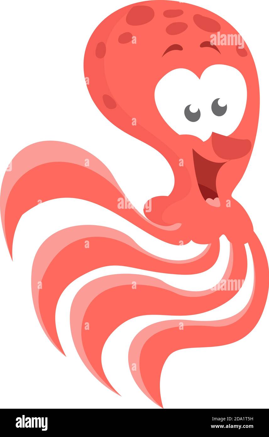Octopus in a good mood, illustration, vector on white background Stock ...