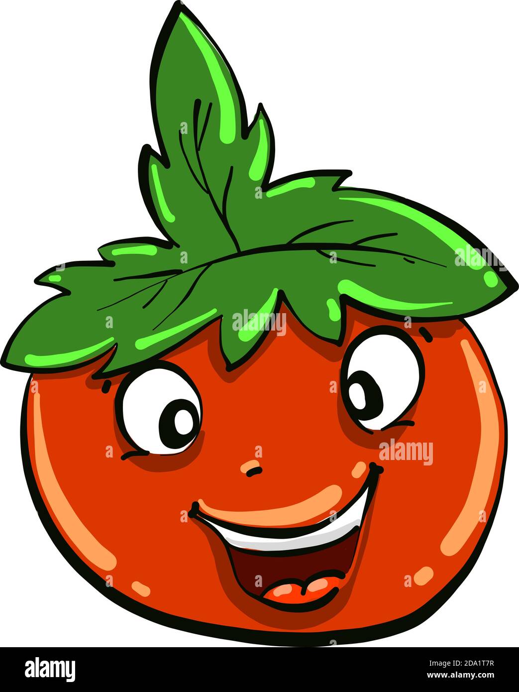 Tomato with a face , illustration, vector on white background Stock ...