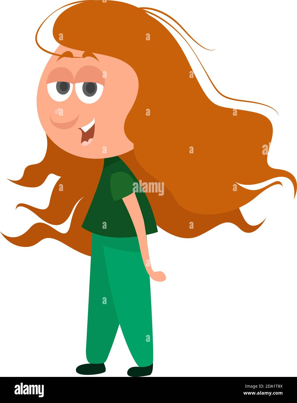 Girl with orange hair ,illustration, vector on white background Stock ...