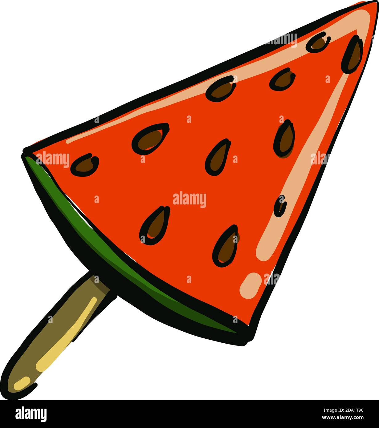 Watermelon ice cream ,illustration, vector on white background Stock ...
