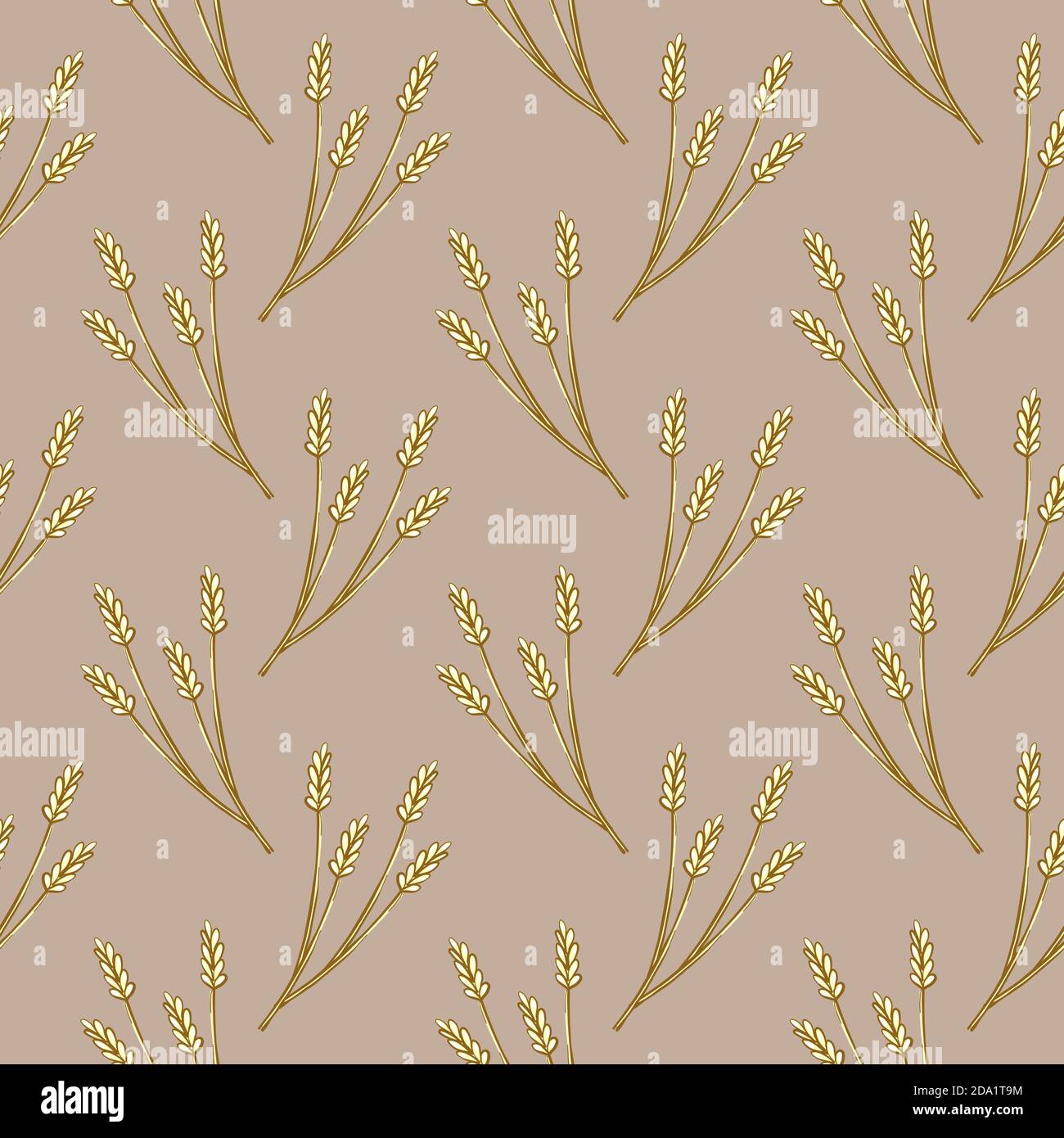 Wheat plant , seamless pattern on a brown background Stock Vector Image ...
